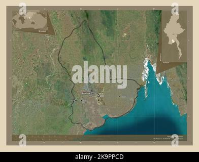 Yangon, division of Myanmar. High resolution satellite map Stock Photo ...