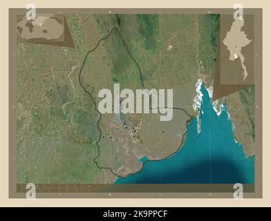 Yangon, division of Myanmar. High resolution satellite map Stock Photo ...