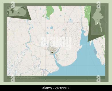 Yangon, division of Myanmar. Open Street Map Stock Photo - Alamy