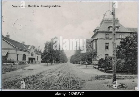 Sandviken, railway station and hotel Stock Photo - Alamy