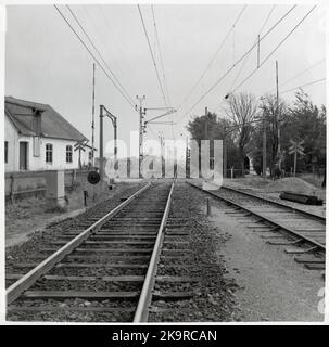 Railway crossing at Jordholmen N: A, seen from the track Stock Photo ...