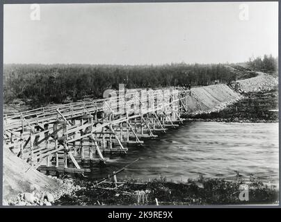 Provisional bridge over the Kalix River Stock Photo - Alamy