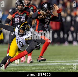 Ottawa, Canada. 29 Oct 2022. Tyrie Adams (7) of the Ottawa Redblacks in ...