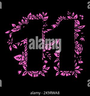 Number 11 with decorative floral and herbal elements. Vector ...