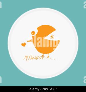 Decorative design with stylized birds and hearts. Vector illustration ...