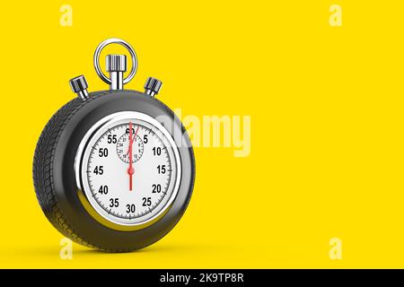Speed Concept. Analog Stopwatch Framed Rubber Wheel Tires on a white ...