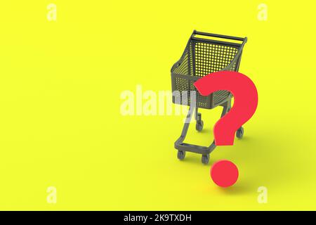 Modern market cart and question mark. Shopping concept. Purchase choice ...