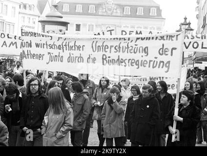 Greeks and Germans demonstrated in Bonn on 10. 3. 1973 against the ...
