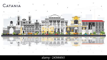 Italy, Catania city skyline isolated vector illustration, icons Stock ...
