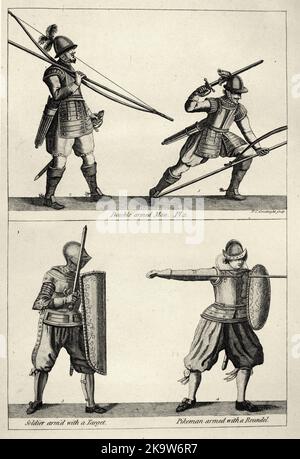 Military history 17th Century, Soldiers, Double armed man, pike, sword ...