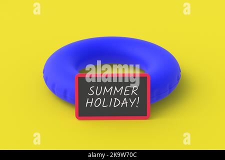 Inscription enjoy on chalkboard near lifebuoy. Summer vacation. Travel ...