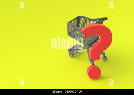 Modern market cart and question mark. Shopping concept. Purchase choice ...