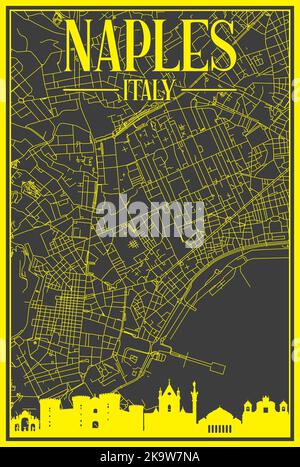Naples Italy City Map in Retro Style in Golden Color. Outline Map. Vector Illustration Stock ...