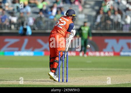 Netherlands' Roelof Van Der Merwe, center. Celebrates the wicket of ...