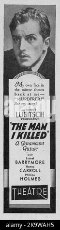 PHILLIPS HOLMES in THE MAN I KILLED 1932 director / producer ERNST LUBITSCH play Maurice Rostand ...