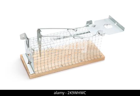 Empty mousetrap with grid on white background Stock Photo - Alamy