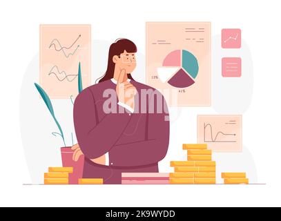 balance financial statement cartoon vector illustration Stock Vector ...