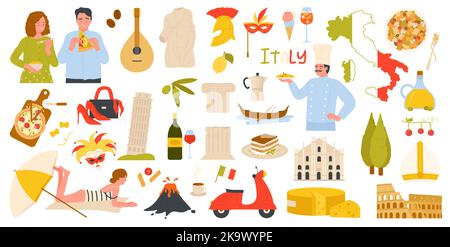 Italy, Sicily tourism landmarks, vector city travel illustration Stock ...