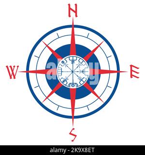 Viking Pagan Compass, Vegvisir Wind rose, navigation runic compass ...