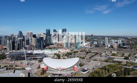 Aerial view of Calgary skyline, taken from Skyline View, facing ...