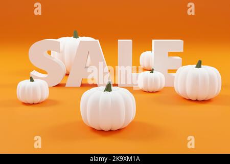 Luxury inscription autumn Sale on orange podium, soft light, front view ...