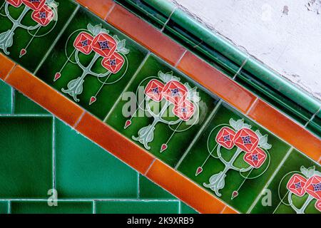 Beautiful decorative tenement close tiles in Greenock, Scotland Stock ...