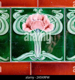Beautiful decorative tenement close tiles in Greenock, Scotland Stock ...