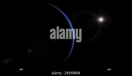 Neptune in space over Milky Way galaxy background. Space travel 3d ...