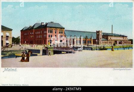 Malmö station house with horse -drawn tram Stock Photo - Alamy