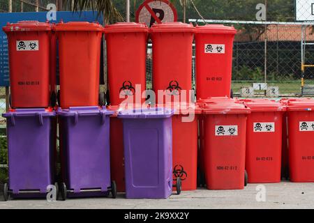 Plastic Waste Bins with Flaps Open and Close and Waste Type Labels ...