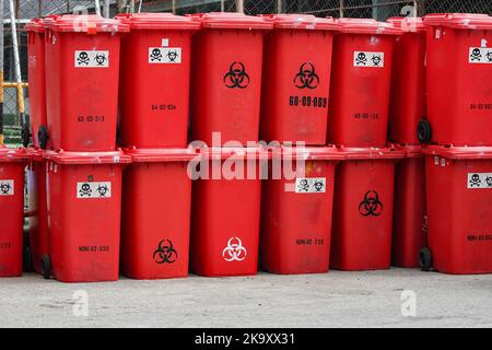 Plastic Waste Bins with Flaps Open and Close and Waste Type Labels ...
