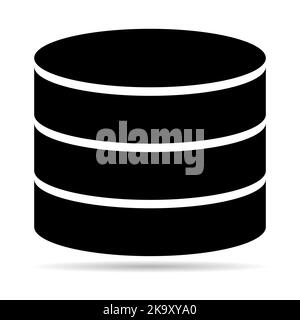 Database storage icon with shadow, internet network server cloud data symbol, connection system ...