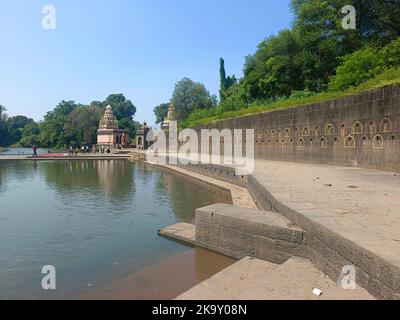 Wai, Maharashtra, India, 30 October 2022, Temple on Krishna Ghat, Bank ...