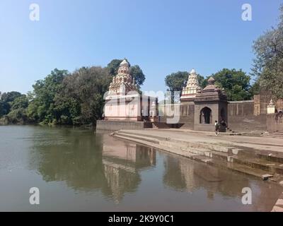 Wai, Maharashtra, India, 30 October 2022, Temple on Krishna Ghat, Bank ...