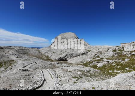 Top of the Italian mountain called CIMA ROSETTA in the Dolomites in ...