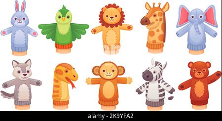 Handmade finger puppets. Child craft cutouts paper puppet toys ...