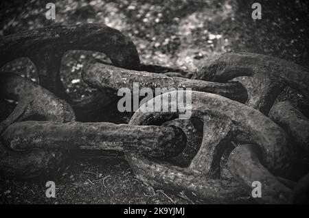 a very large chain used for a ships anchor with specially engineered ...