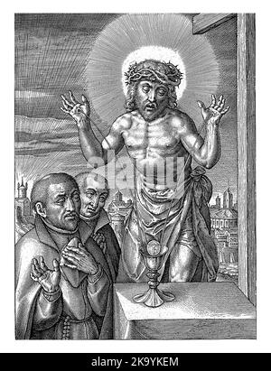 Crucifixion of Christ, Hieronymus Wierix, 1563 - before 1619 Christ hangs on the cross. At the ...