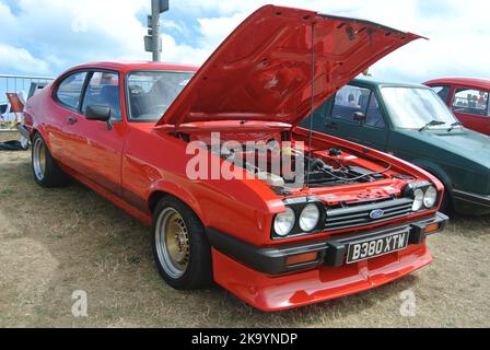 A 1984 Ford Capri parked on display at the English Riviera classic car ...