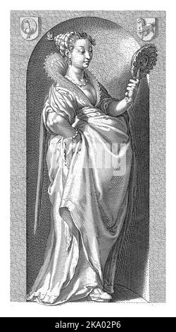 Personification of vanity or pride, depicted as a richly dressed female ...