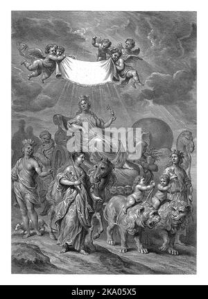 Female personification of Geography on chariot pulled by lions ...