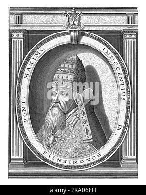Portrait of Pope Gregory XIV dressed in the papal robes, with a camauro ...