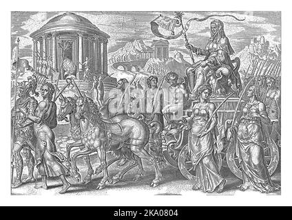 The Chariot of Chastity (Pudicitia), a veiled woman, is drawn by ...