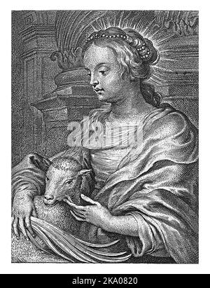 Saint Agnes with lamb Stock Photo - Alamy