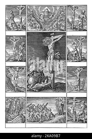 Christ on the Cross, Hieronymus Wierix, 1563 - before 1619 Christ on the Cross. Mary, John the ...