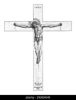 Christ on the Cross, Hieronymus Wierix, 1563 - before 1619 Christ on the Cross. Mary, John the ...