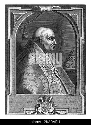 Portrait of Pope Adrian VI in a circular frame with edge lettering. In ...