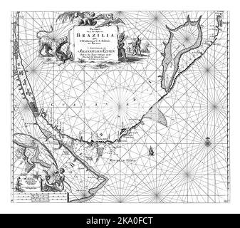 Passport map of part of the coast of Brazil near Allerheilige Bay, with ...