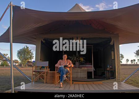 Glamping tent at Talaroo Hot Springs Stock Photo - Alamy