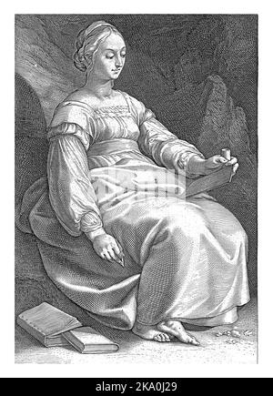 A series of nine muses. Four lines of Latin by Franco Estius in the ...